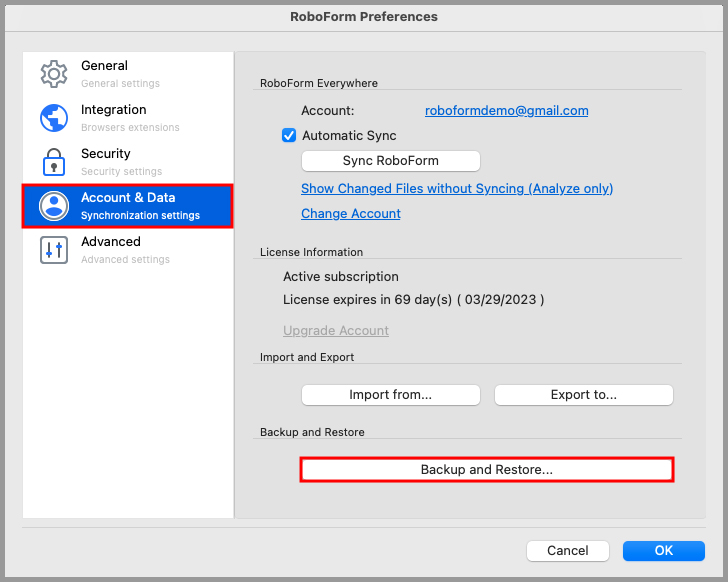 How can I Restore my data from a backup? – RoboForm Help Center