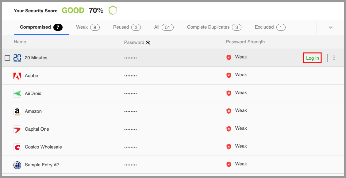Compromised passwords in Security Center – RoboForm Compromised passwords in Security Center – RoboForm