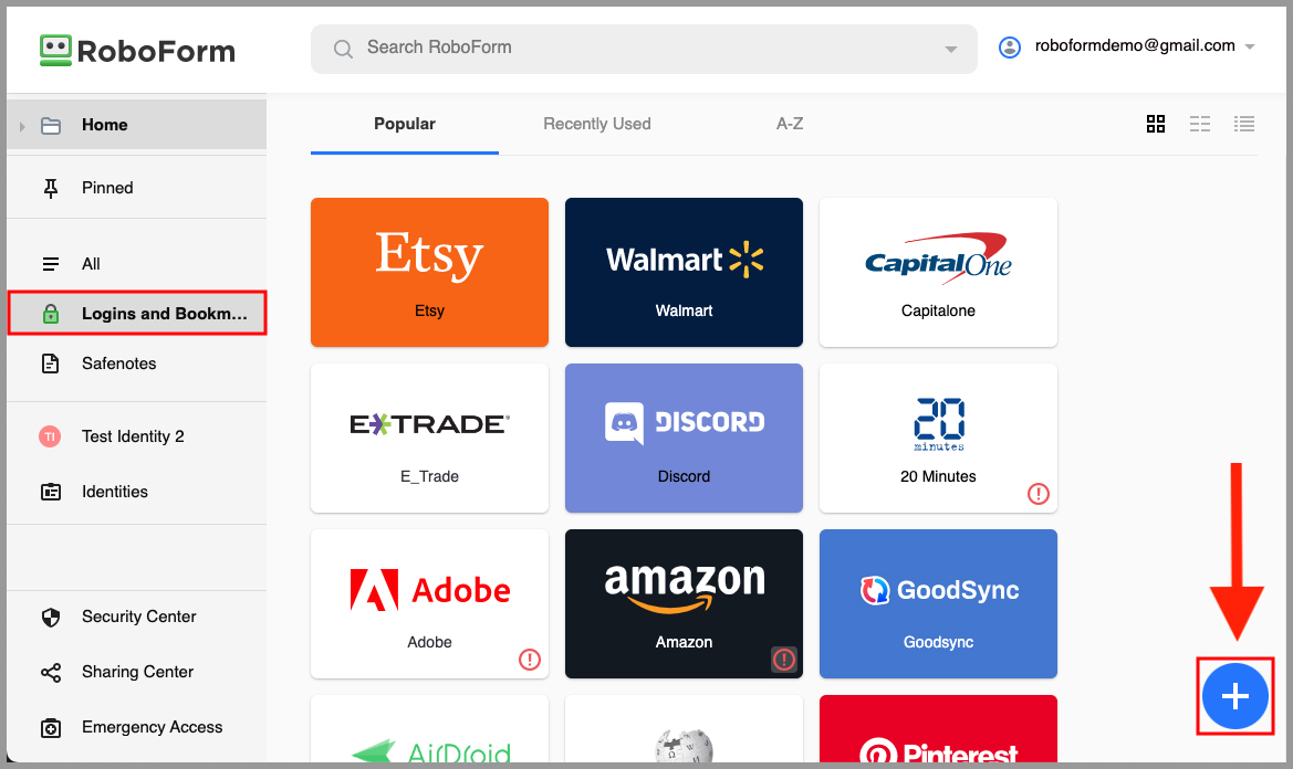 Using the Start Page – RoboForm