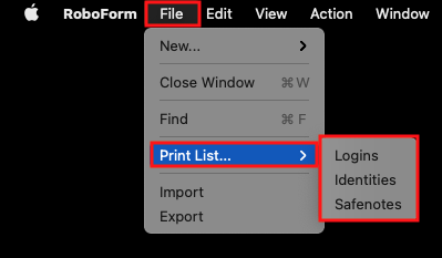 How do I print my RoboForm data – RoboForm
