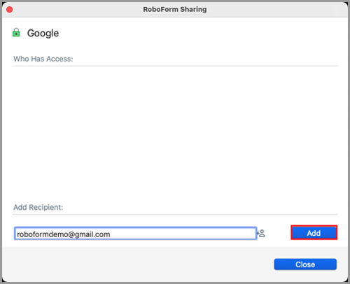 Individual item Sharing – RoboForm
