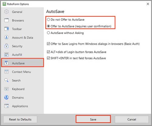 How To Change AutoSave Settings RoboForm